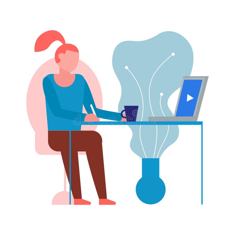 Online Course Workplace Composition Stock Vector - Illustration of ...