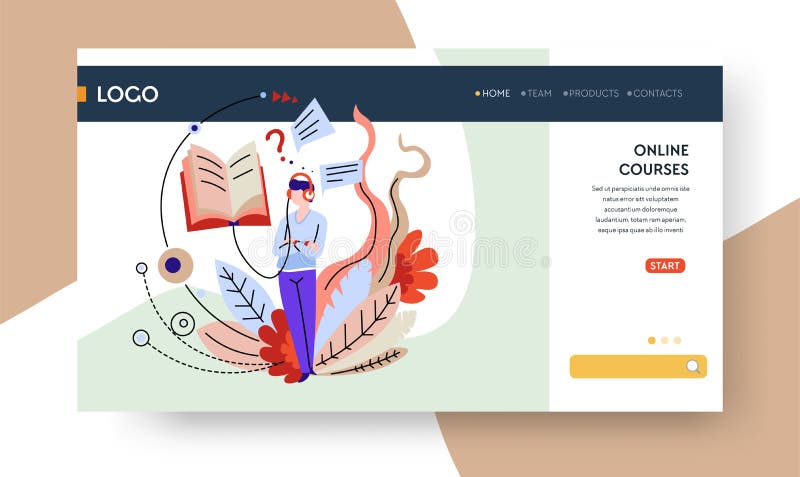 Online Courses, Audio Lessons and Education Landing Web Page Stock ...