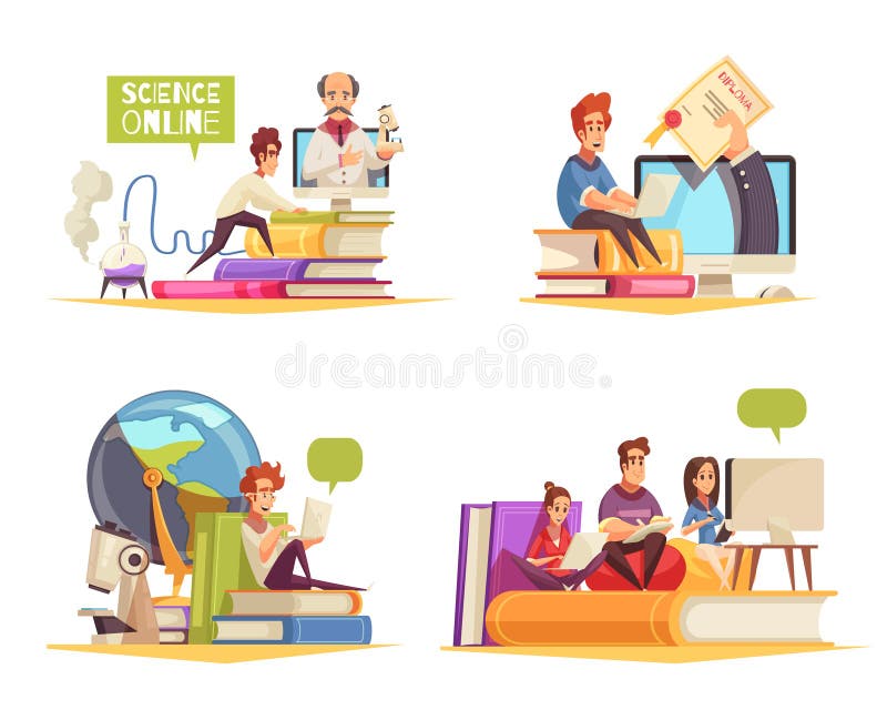 Online Courses Cartoon Cocept Stock Vector - Illustration of design ...
