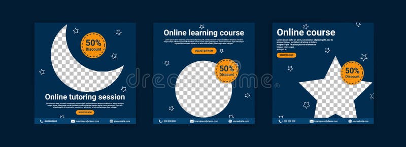 Online Courses and Classes. Social Media Post Templates for Digital ...