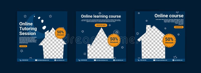 Online Courses and Classes. Social Media Post Templates for Digital ...