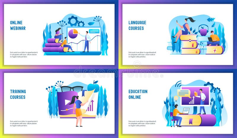 Online courses concept set stock vector. Illustration of service ...
