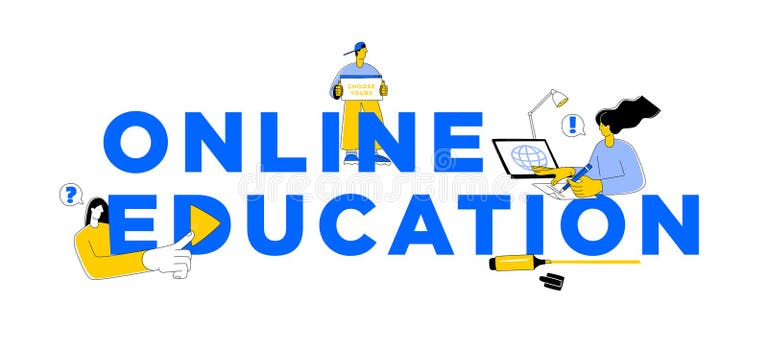 Online Courses and Digital Learning Banner Stock Vector - Illustration ...