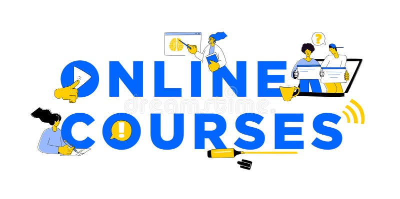 Online Courses and Digital Learning Banner Stock Vector - Illustration ...