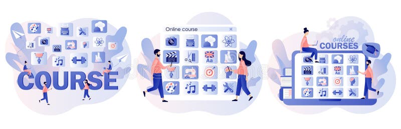 Online Courses. Distance Education. E-learning Concept Stock Vector - Illustration of background ...