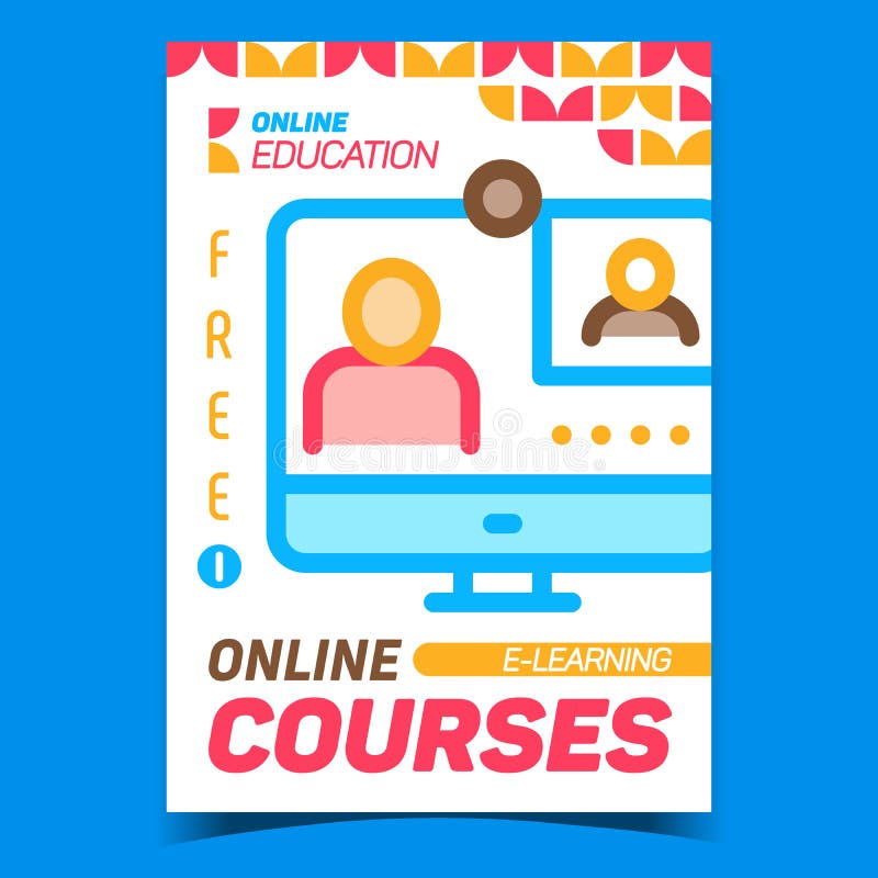 Online Courses E-learning Advertise Poster Vector Stock Vector ...