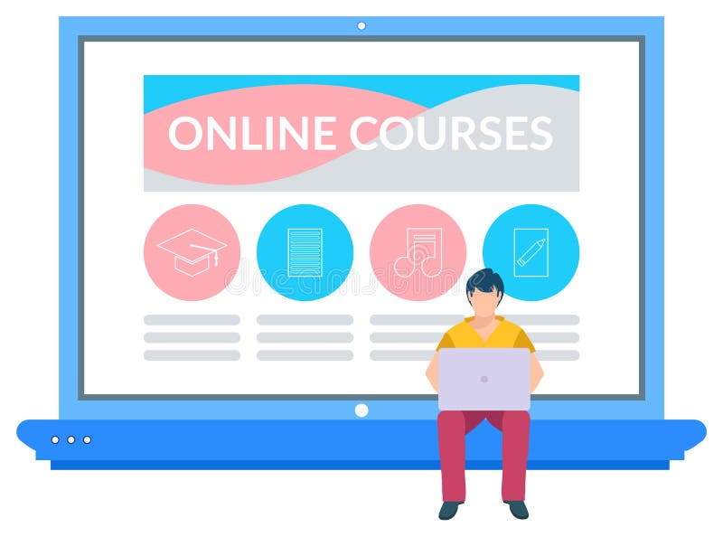 Online Courses Student Learning New Subject Laptop Stock Vector ...