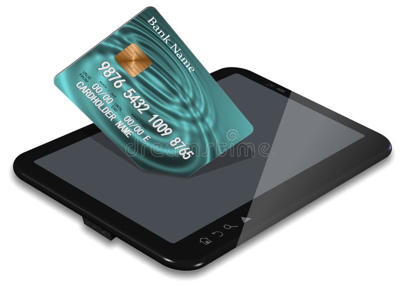 Tablet on Table Accepting a Wireless Payment from a Credit Card Stock ...