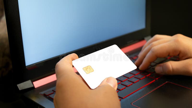 Online Credit Card Purchase Using Computer Stock Image - Image of ...