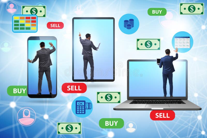 Online Currency Trading Concept with Business People Stock Photo ...