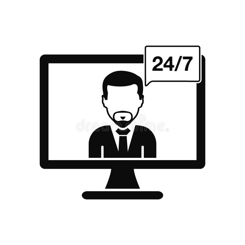 24/7 Online Customer Service Icon. Stock Vector - Illustration of flat ...