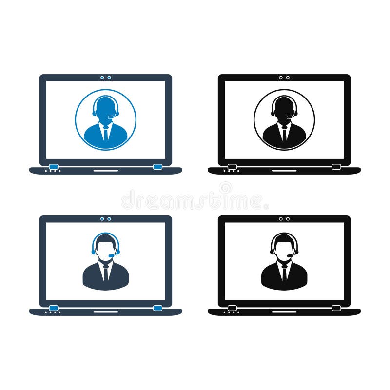 Online Customer Service Icon. Stock Vector - Illustration of silhouette ...