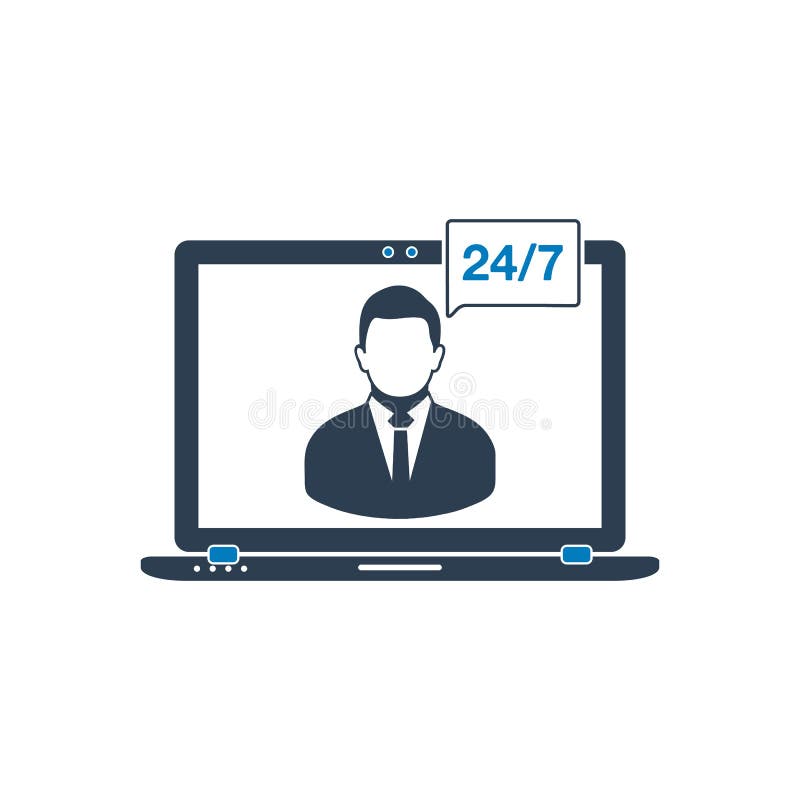 24/7 Online Customer Service Icon. Stock Vector - Illustration of ...