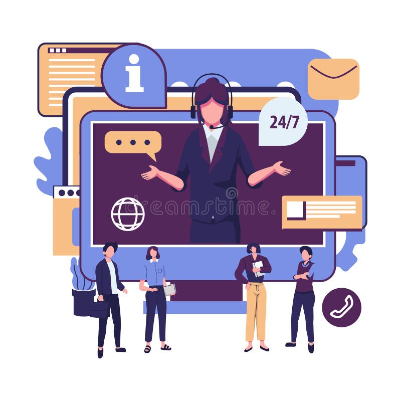 Online Customer Services 25 Hour on 7 Day Flat Illustration Stock ...