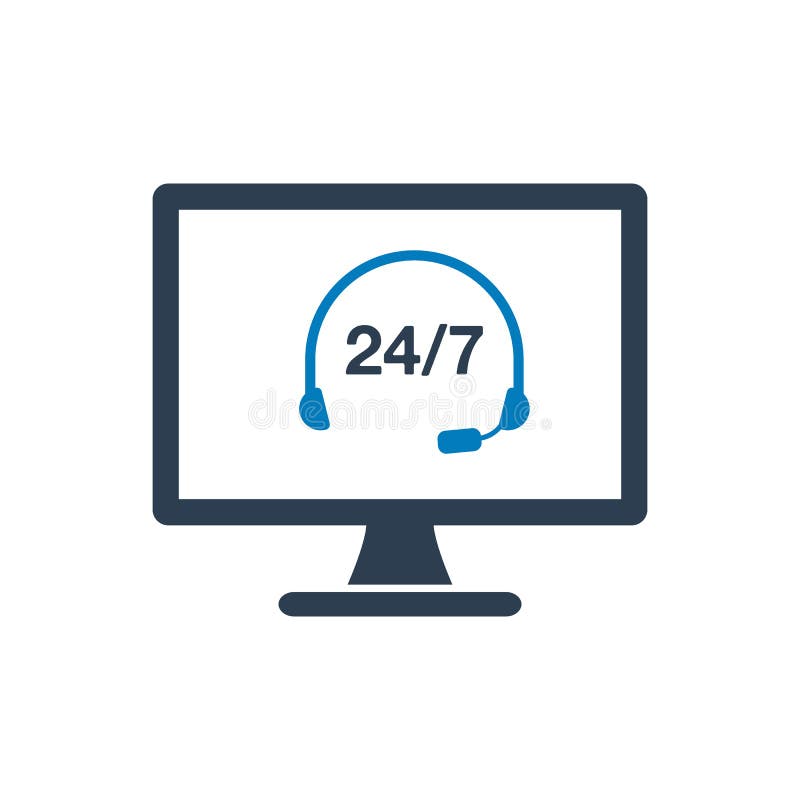 24/7 Customer Support, Help Icon. Stock Vector - Illustration of days ...