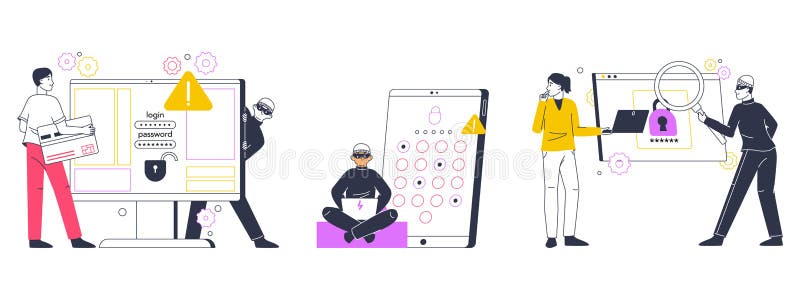 Online Cyber Crime. Cyber Hacker Attack, Internet Scam Phishing and ...