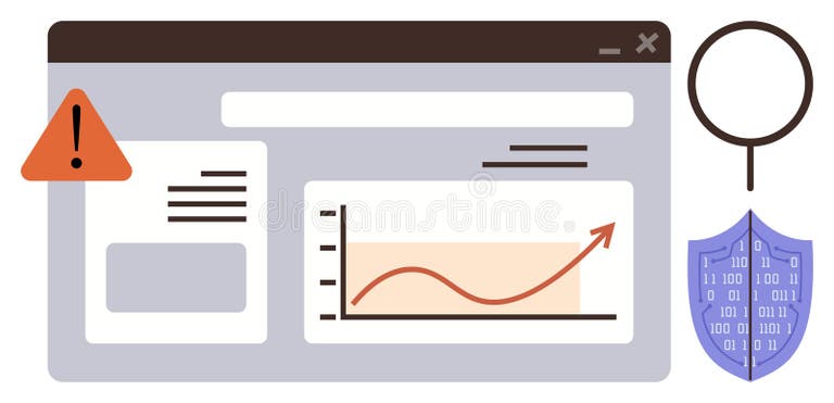 Online Dashboard Monitoring Data with Security and Warning Sign Elements Stock Vector ...