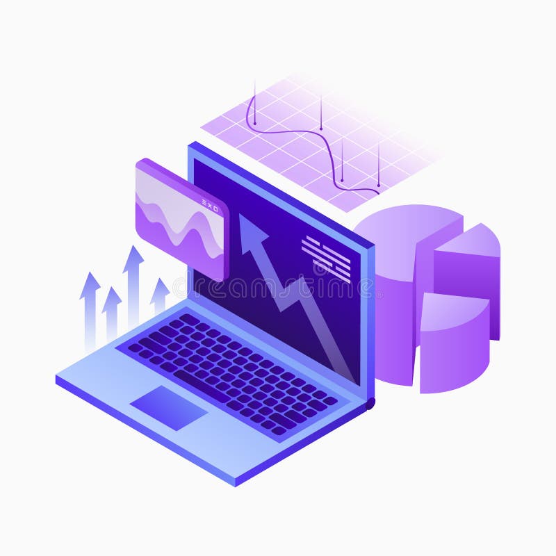 Online Data Analytics Illustration. Data Analyse. Statistics on Laptop ...