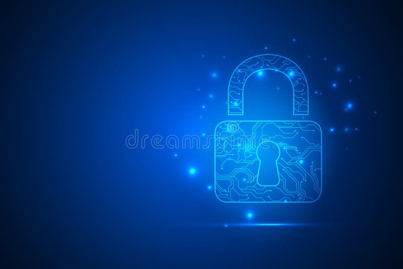 Online Data Protection Lock Shield and Abstract with Computer ...