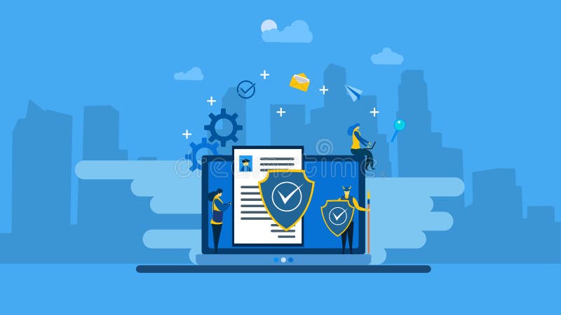 Online Data Security Access with Tiny People Character Concept Vector ...