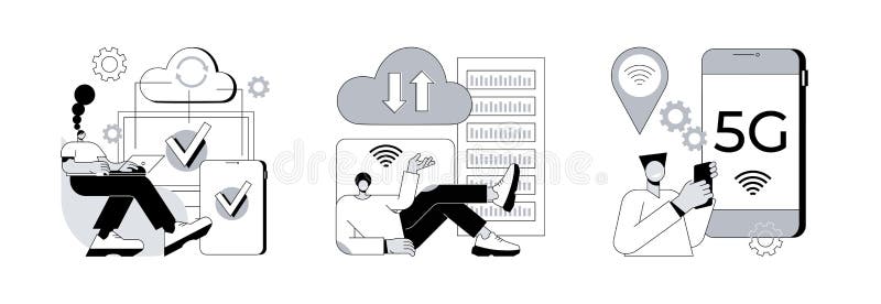 Online Data Transfer Abstract Concept Vector Illustrations. Stock ...