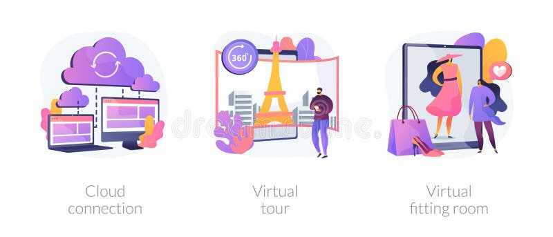 Online Data Transfer and Virtual Experience Abstract Concept Vector ...