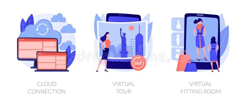 Online Data Transfer and Virtual Experience Abstract Concept Vector ...