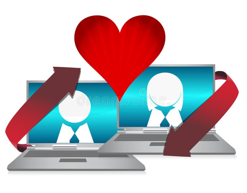 Online Dating Virtual Meeting Stock Illustration - Illustration of ...
