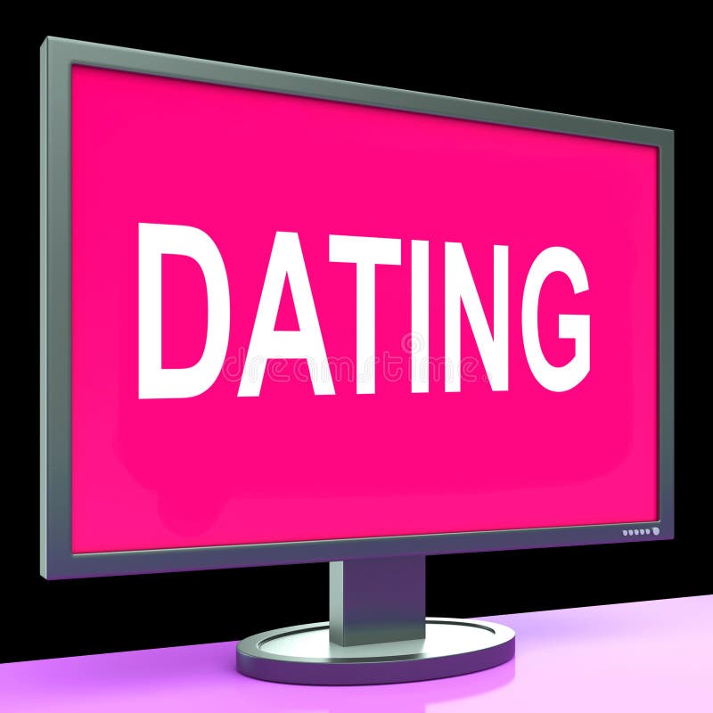 Online Dating Computer Shows Romance Date and Web Love Stock ...