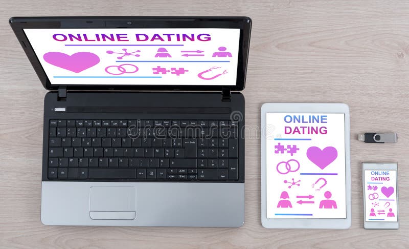 Online Dating Concept on Different Devices Stock Photo - Image of ...