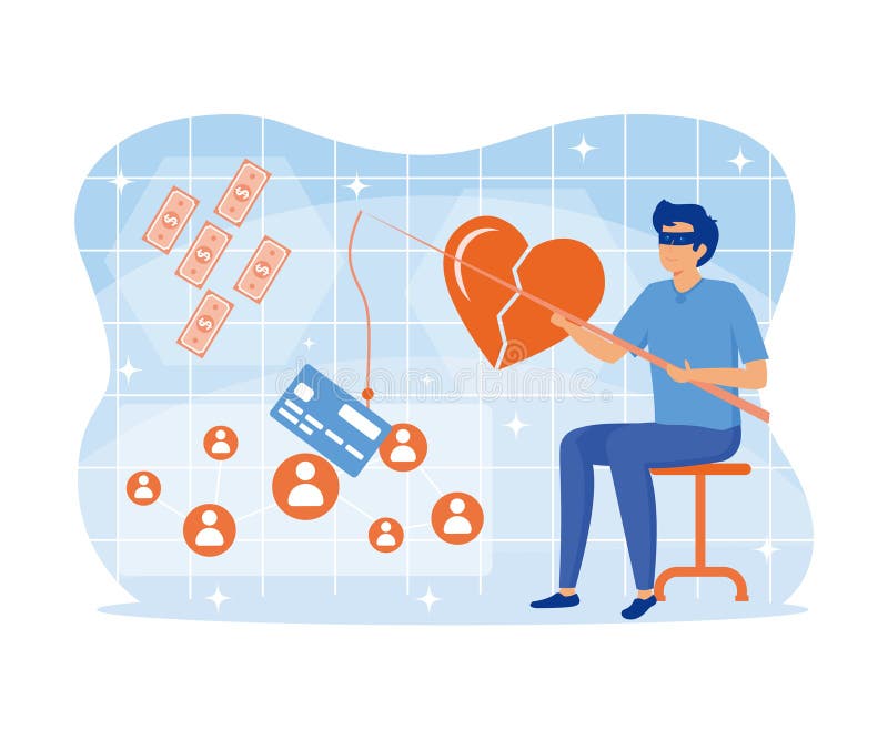 Online Dating Concept. Online Dating Scam. Masked Thief. Man Internet ...