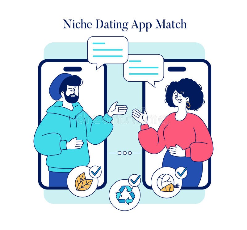 Online Dating. Flat Vector Illustration Stock Vector - Illustration of ...