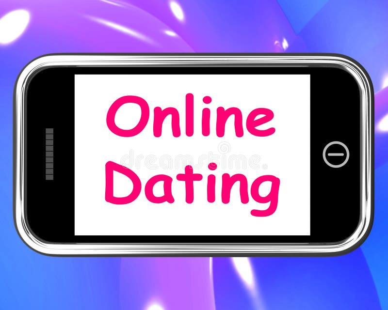 Online Dating on Phone Shows Romancing Stock Illustration ...