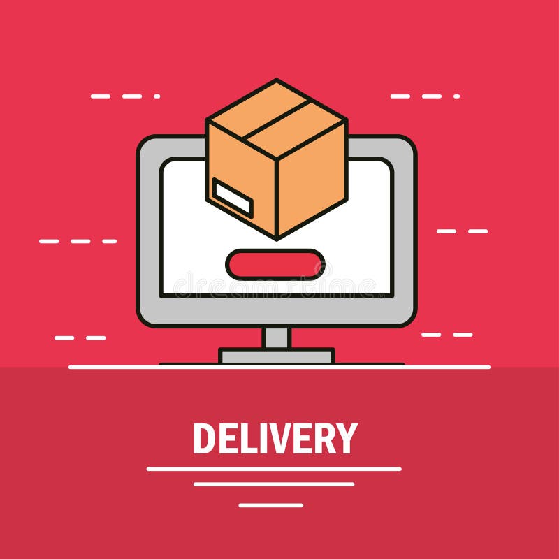 Delivery Man from Computer Monitor, Red Scooter, Fast Delivery, Online ...