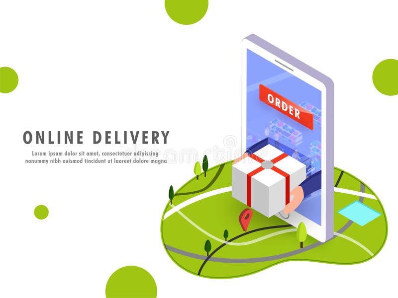 Online Delivery Process Based Isometric Design. Stock Photo - Image of ...