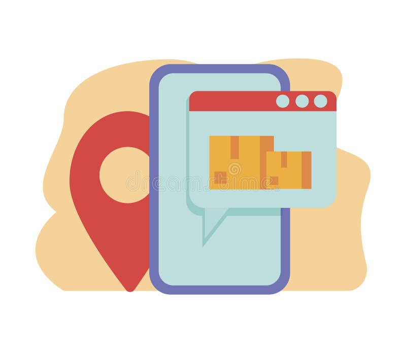 Online Delivery Phone Concept. Fast Respond Delivery Package Shipping ...