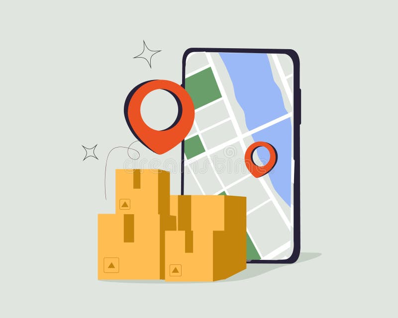 Online Delivery Phone Concept. Fast Respond Delivery Package Shipping ...