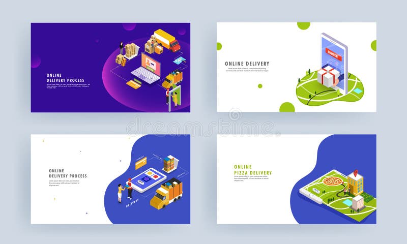 Online Delivery Process Based Isometric Design. Stock Photo - Image of ...