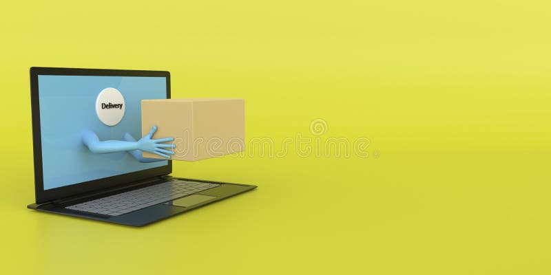Online Delivery of the Product Presented in the Form of a Laptop with ...