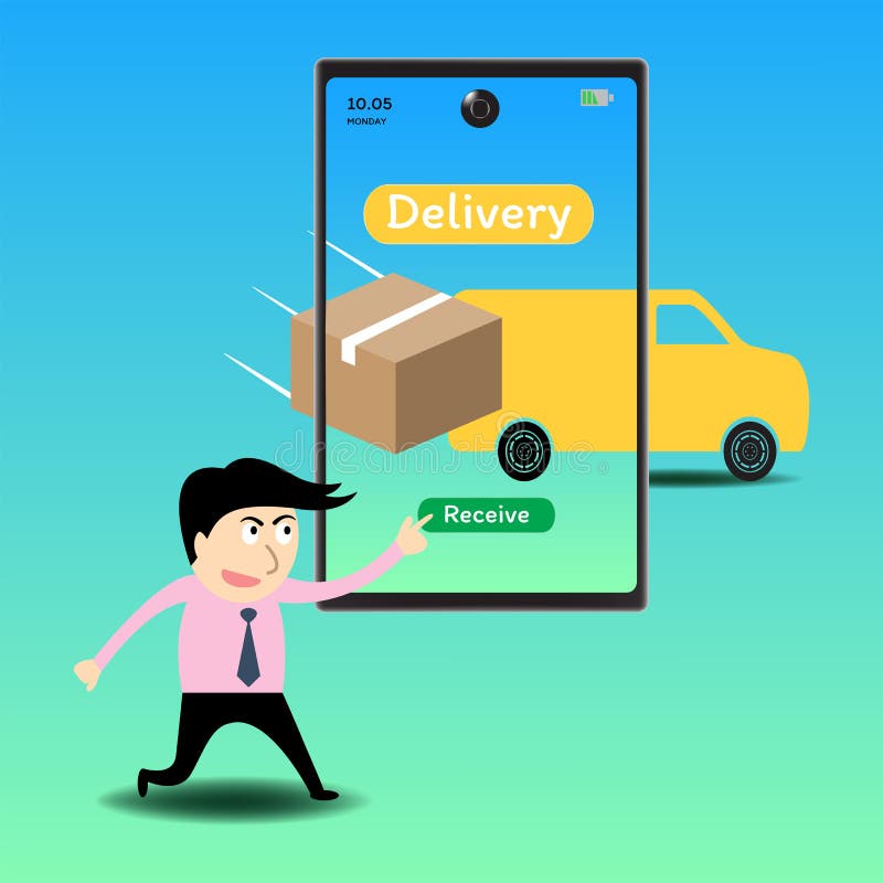 Online Delivery Service Concept, Logistics and Delivery, on Mobile ...