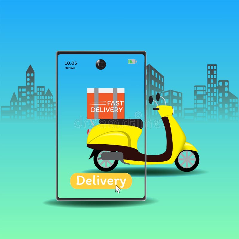 Online Delivery Service Concept, Logistics and Delivery, on Mobile ...