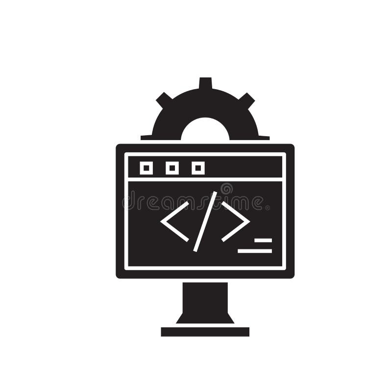 Web Development Black Icon, Vector Sign on Isolated Background. Web ...