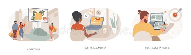 Online Digital Campaign Isolated Concept Vector Illustration Set. Stock ...