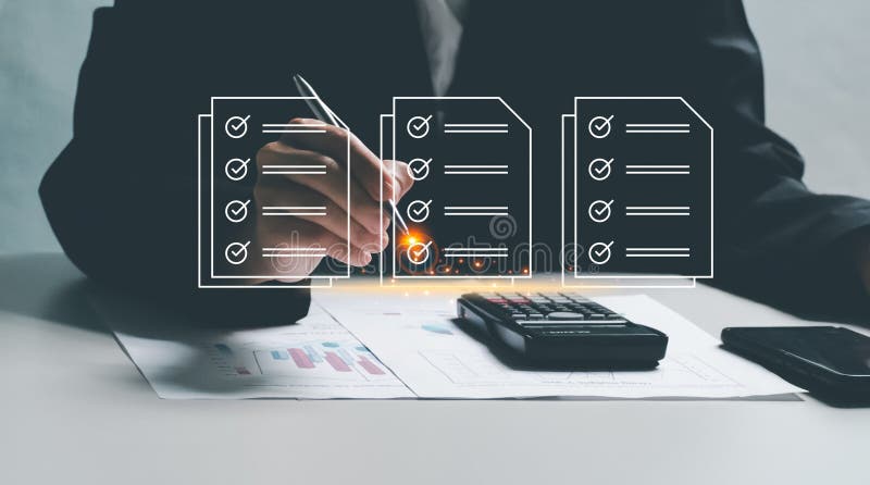 Online Digital Document Work, Paperless Office. Online Survey Stock ...