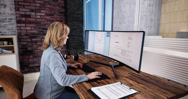 Online Digital E Invoice Statement Stock Photo - Image of computer ...