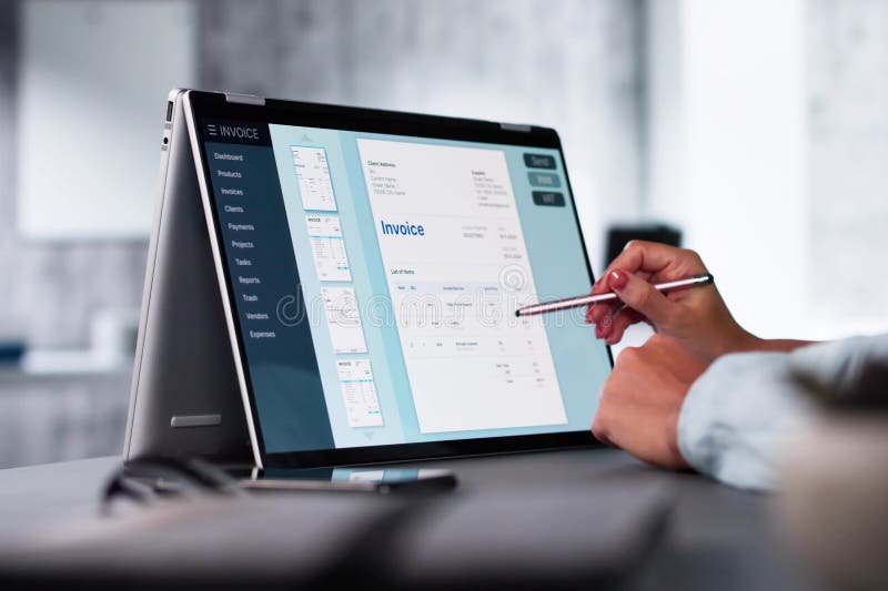 Online Digital E Invoice Statement Stock Image - Image of accountant ...