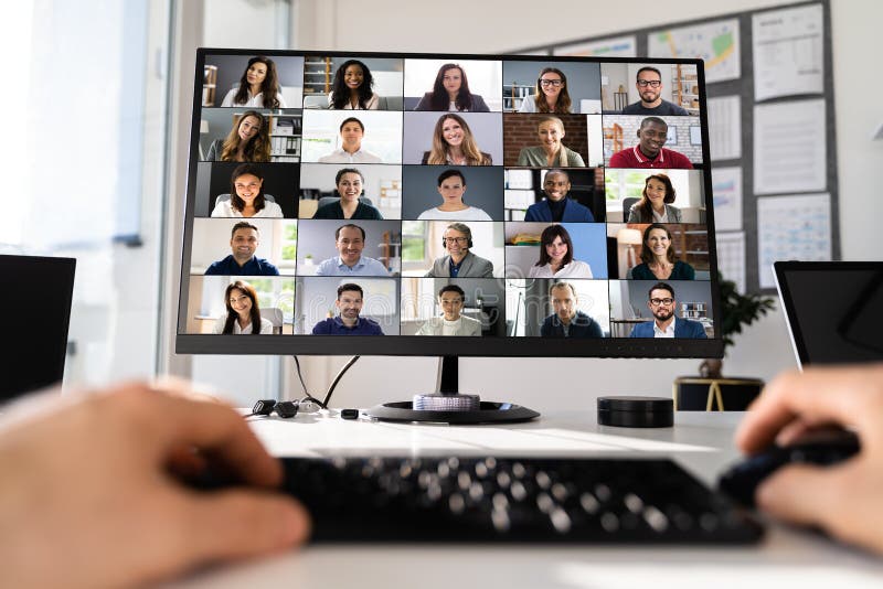 Online Digital HR Video Conference Webinar Stock Image - Image of male ...