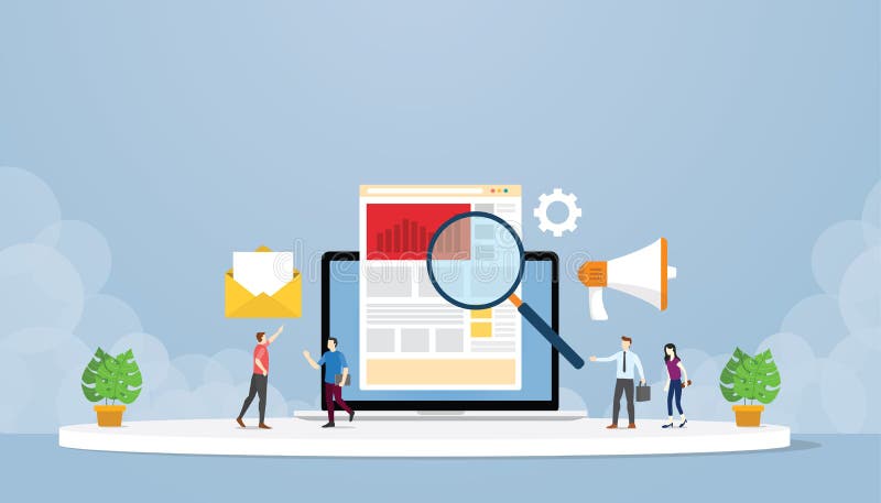 Online Digital Marketing Strategy Concept with People and Some Graph ...