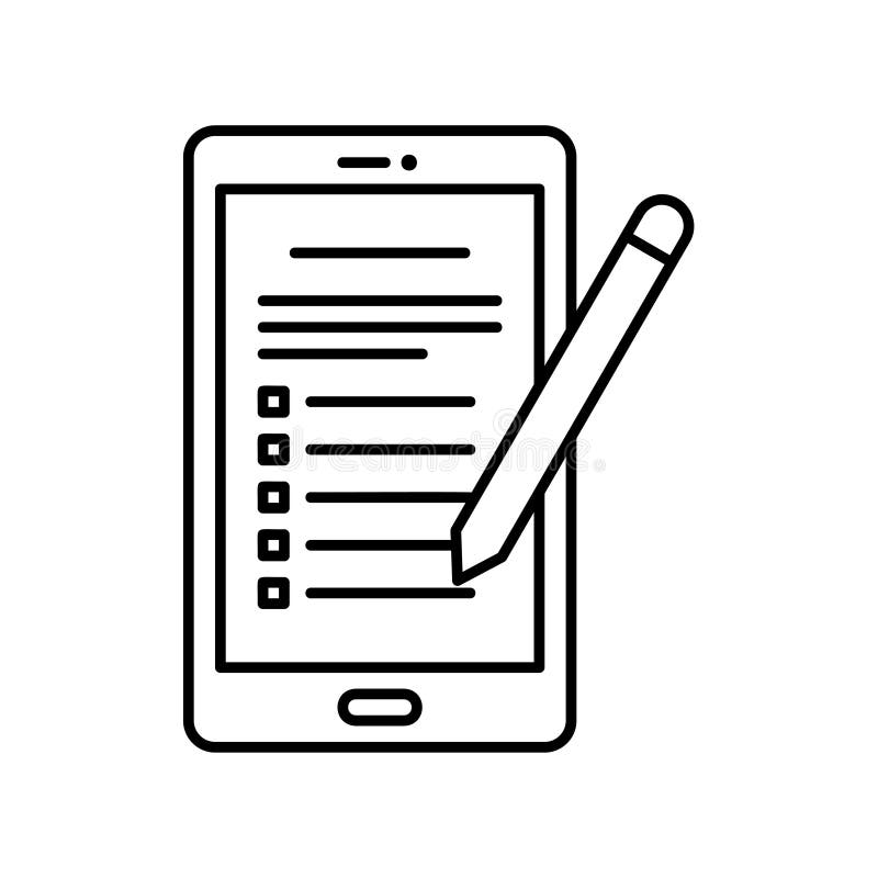 Online Digital Note Icon Using Smartphone with Pen or Stylus Stock ...