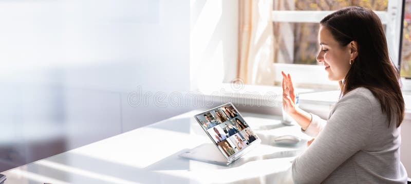 Online Digital Video Conference Webinar Stock Image - Image of ...